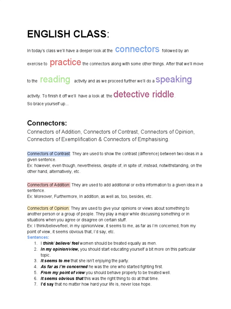 English Class: Practice | PDF