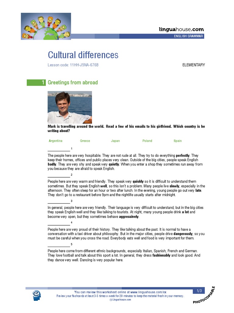 Cultural Differences: Greetings From Abroad | PDF | Adverb | English ...