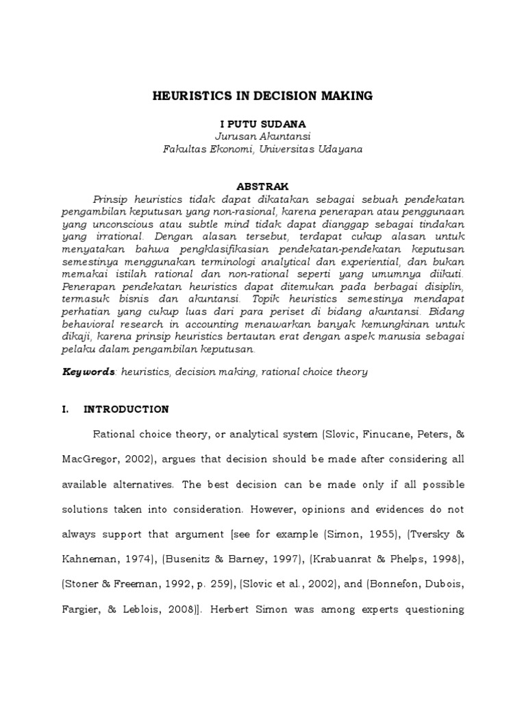 Heuristics in Decision Making | PDF | Heuristic | Decision Making