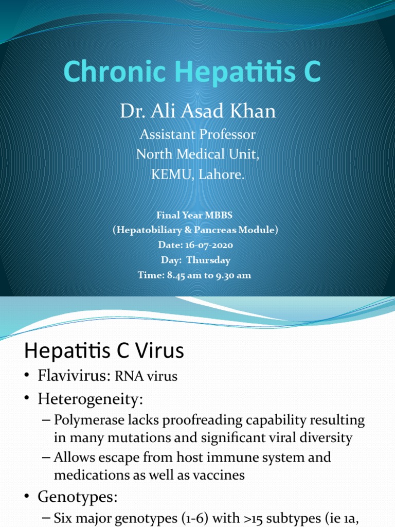 Chronic Hepatitis C: Dr. Ali Asad Khan | PDF | Hepatitis C | Hepatitis