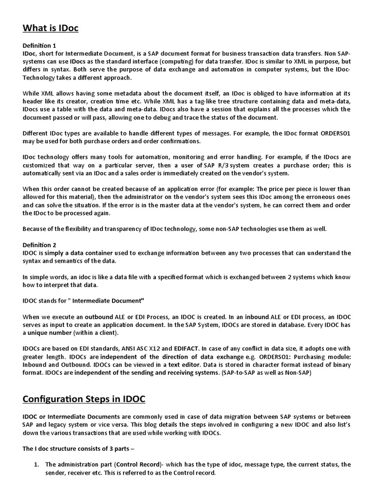 What Is IDOC and Configuration | PDF | Information Retrieval | Computing