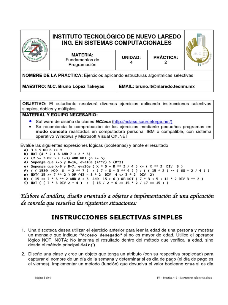 FP - Practica 4-2 - Estructuras Selectivas | PDF | Triángulo ...