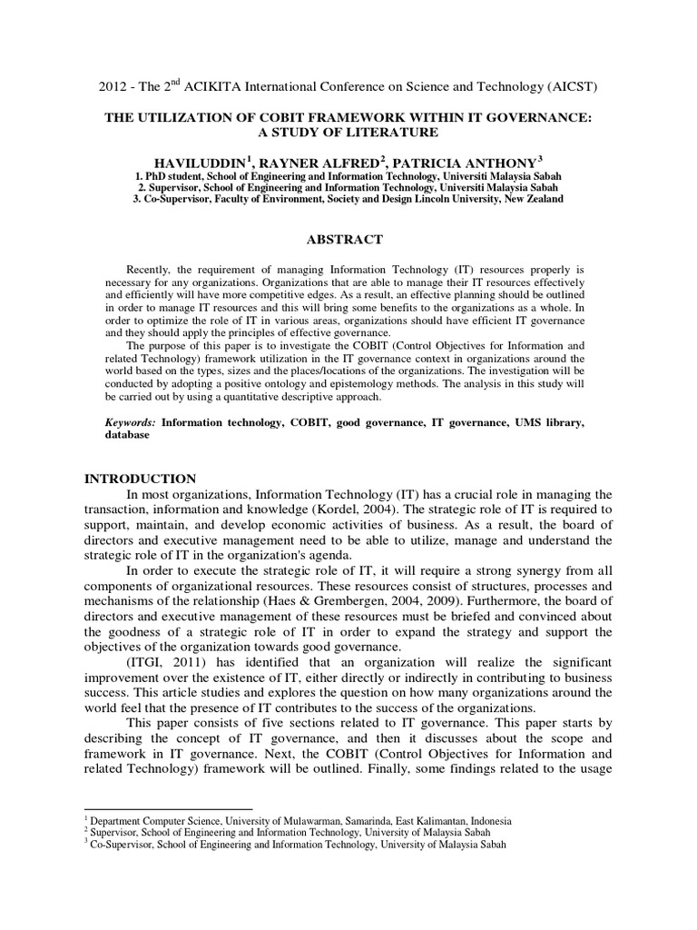 The Utilization Of Cobit Framework Withi Pdf Pdf Governance Cobit