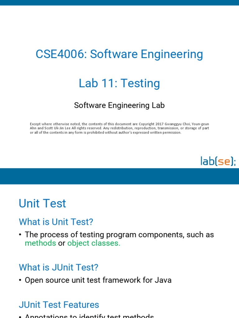 Cse4006 Software Engineering Pdf Unit Testing Java Programming Language 8868
