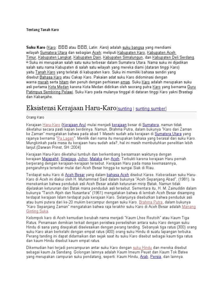 Tentang Tanah Karo | PDF
