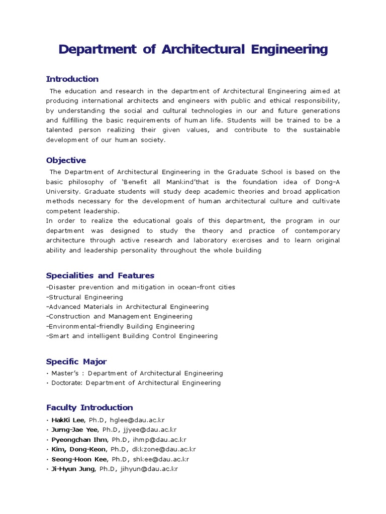 Department of Architectural Engineering | PDF