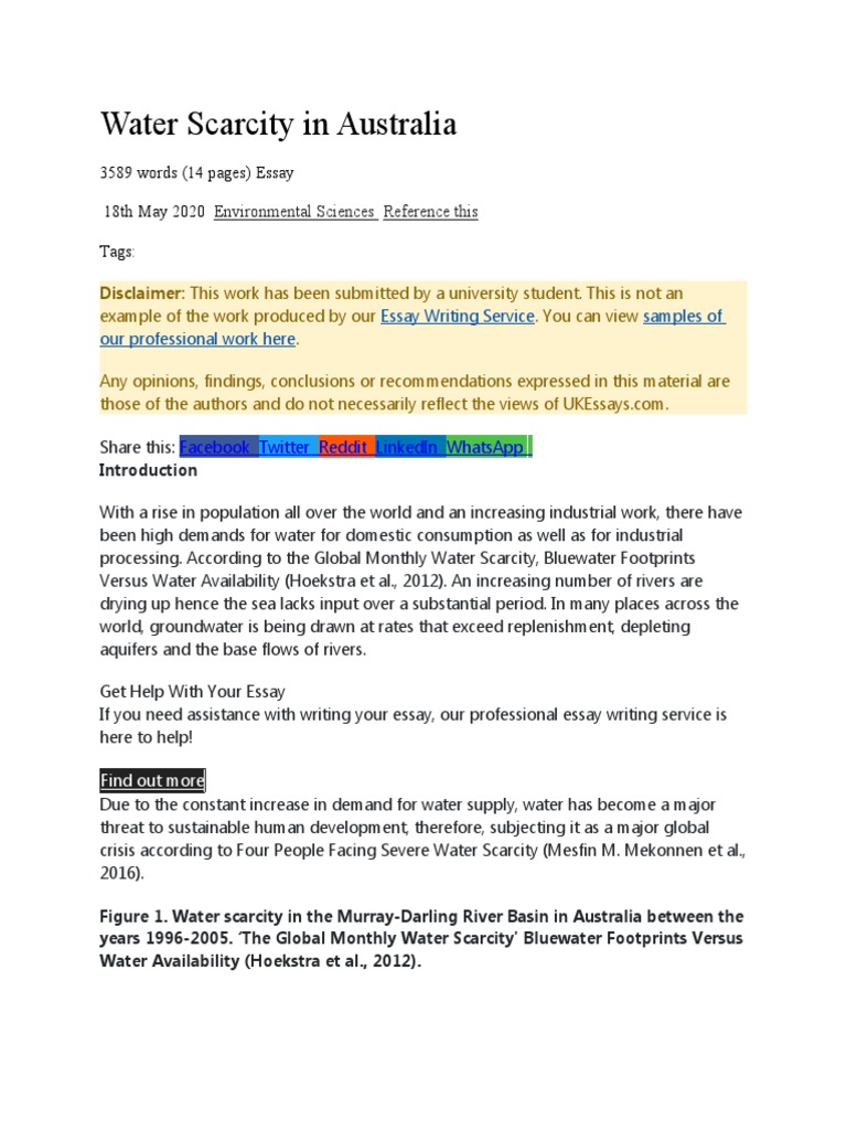Causes of Water Scarcity in Australia | PDF | Water Scarcity | Water ...