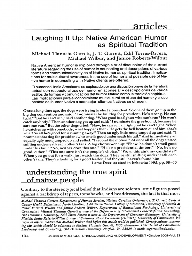 Laughing It Up: Native American Humor As Spiritual Tradition | PDF ...
