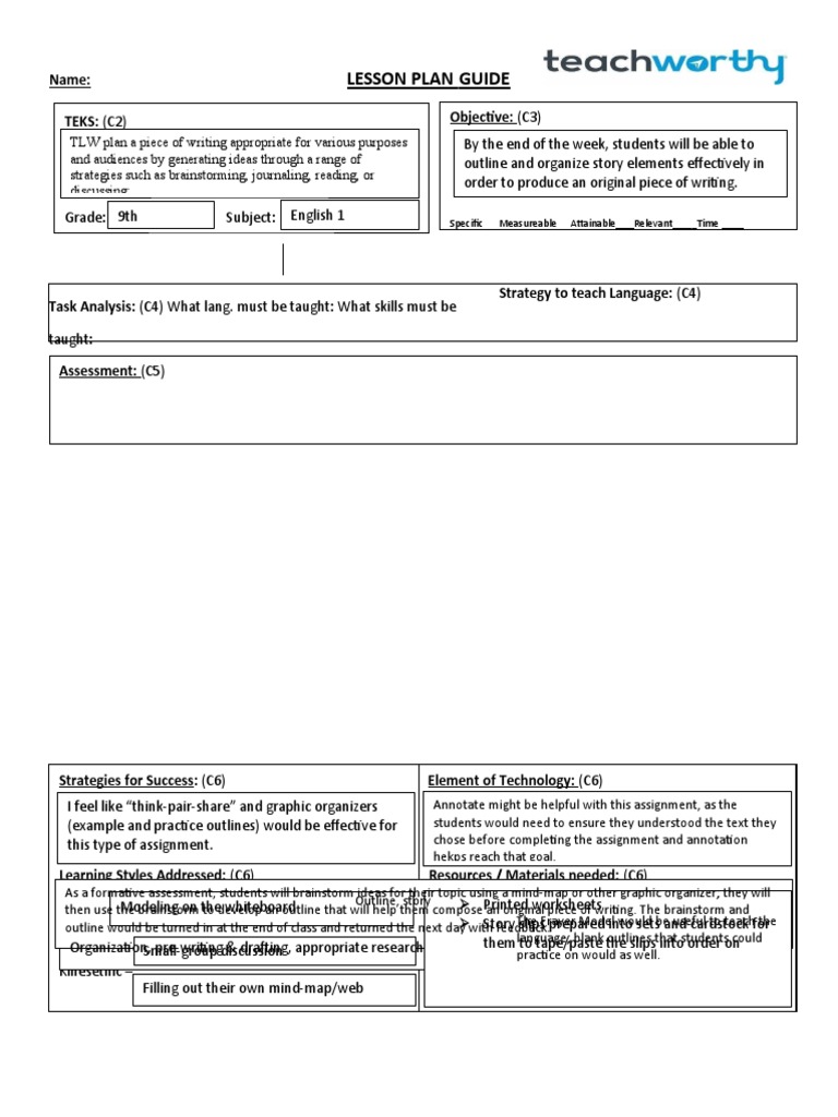 Lesson Plan Guide LPG Word-Jc | PDF | Brainstorming | Lesson Plan