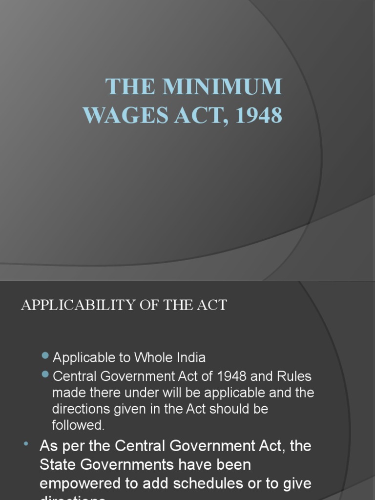 The Minimum WAGES ACT, 1948 | PDF | Working Time | Piece Work