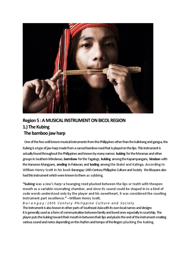 Region 5: A Musical Instrument On Bicol Region 1.) The Kubing The ...