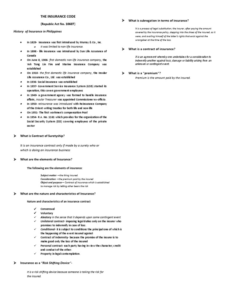 The Insurance Code: History of Insurance in Philippines | PDF ...