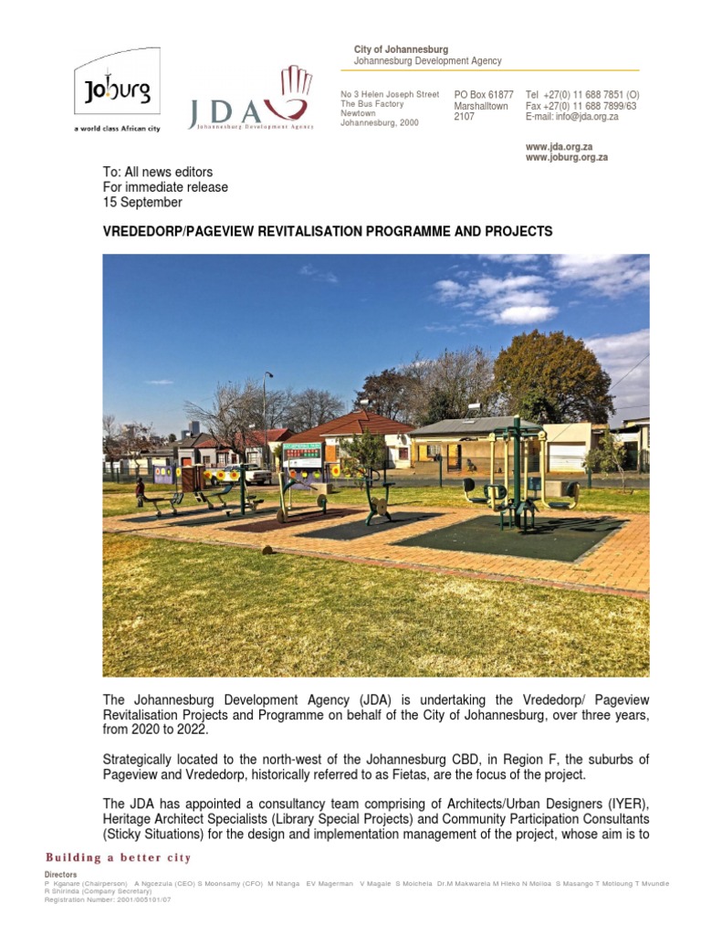 Vrededorp-Pageview Revitalisation Programme and Projects PCL | PDF ...