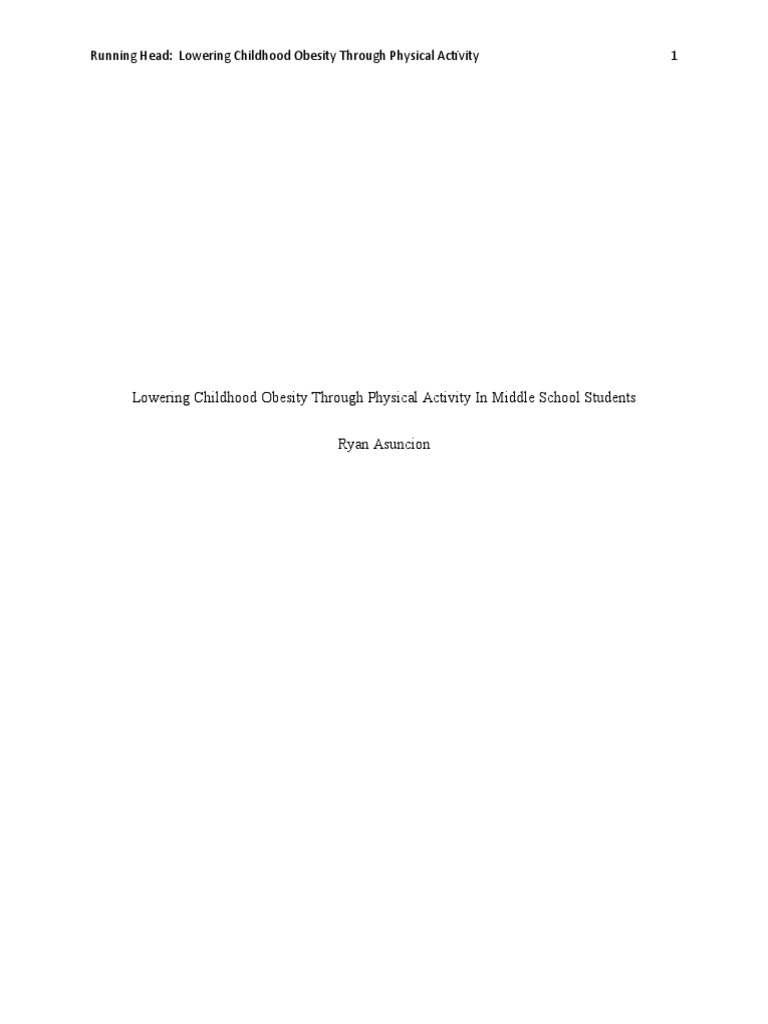 Lowering Childhood Obesity Through Physical Activity in Middle School ...