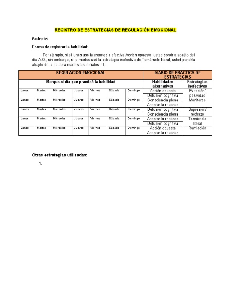 Registro de Estrategias de Regulación Emocional | PDF