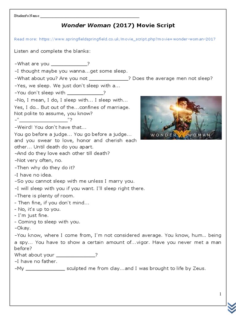 Wonder Woman 2017 Movie Script Excerpts | PDF | Self-Improvement