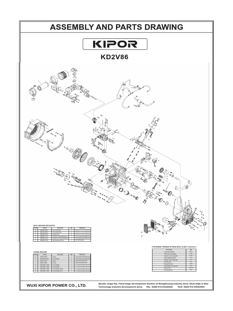 Assembly and Parts Drawing: Wuxi Kipor Power Co., LTD | PDF | Screw ...
