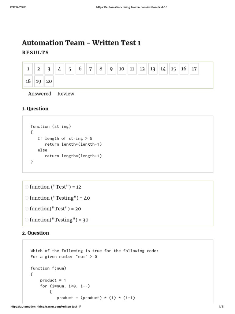 Automation Team - Written Test 1 | PDF | String (Computer Science ...