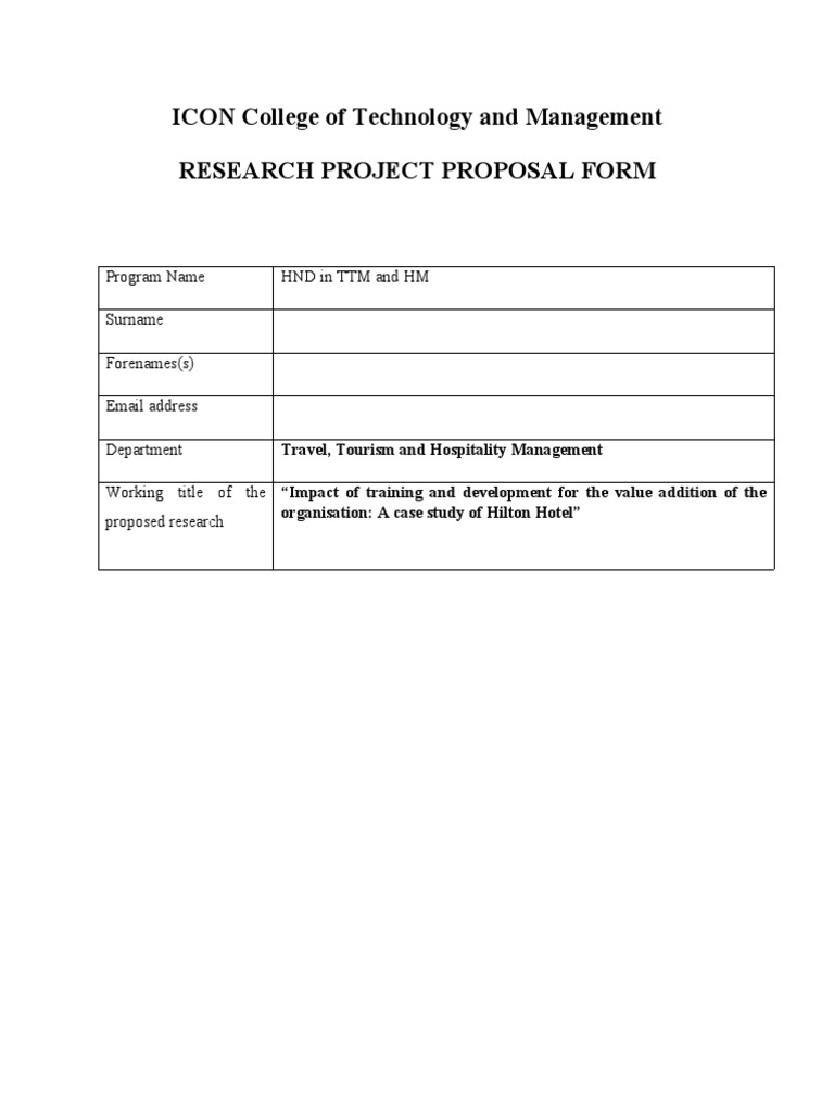 ICON College of Technology and Management Research Project Proposal ...