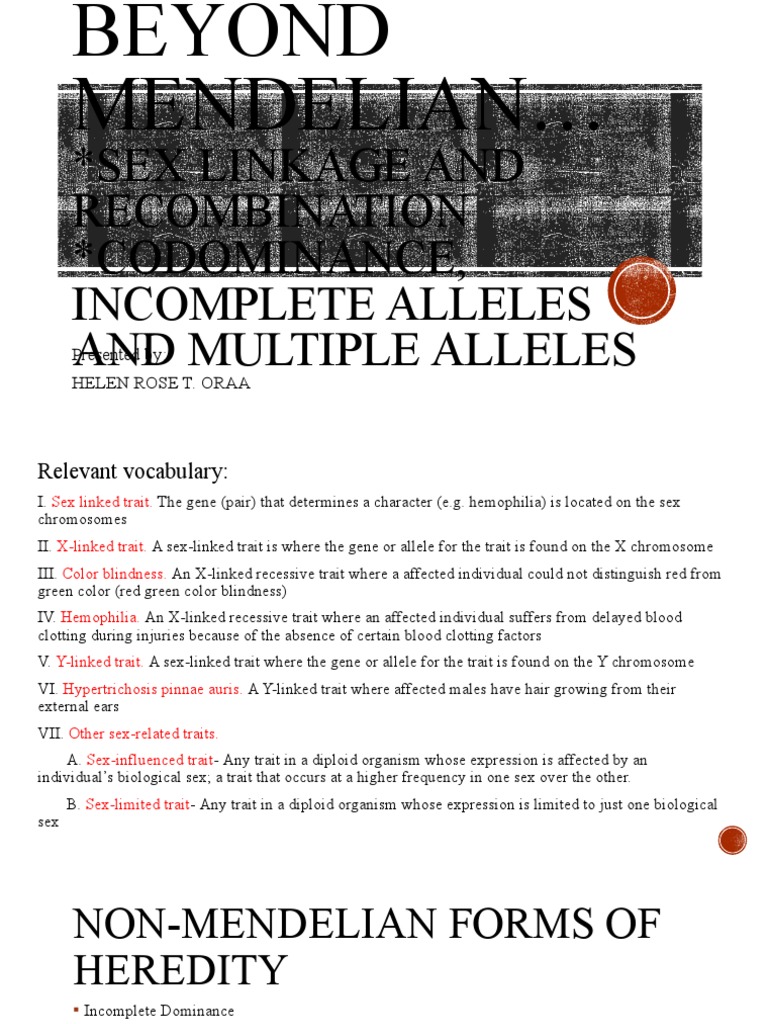 Beyond Mendelian (Non Mendelian Genetics) | PDF | Phenotypic Trait ...