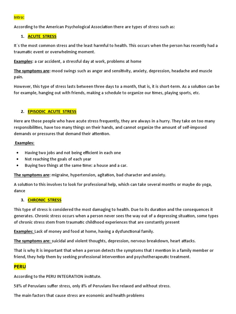 Types of Stress | PDF | Stress (Biology) | Psychological Trauma