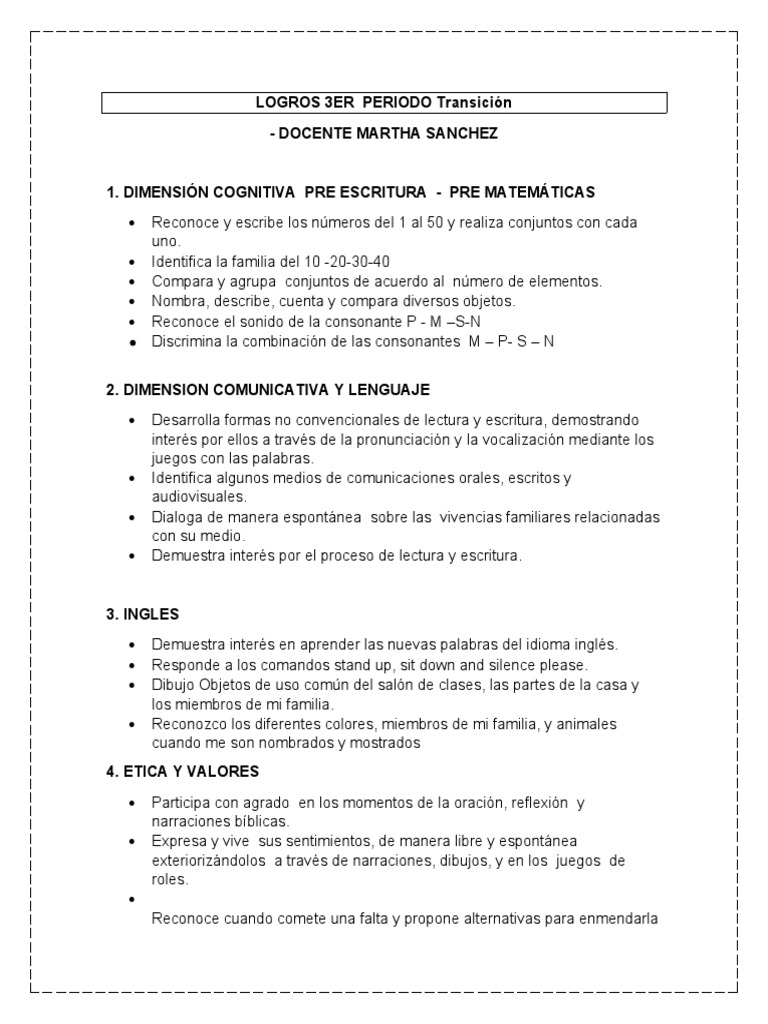 LOGROS Preescolar | PDF | Escritura | Creatividad