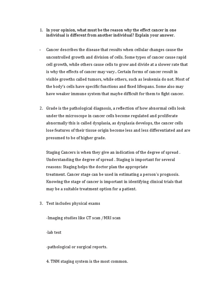 Cancer Quiz Pdf