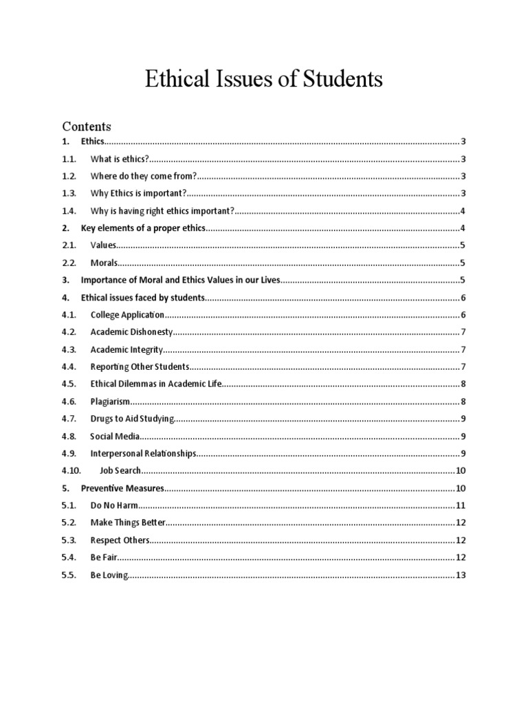Ethical Issues of Students | PDF | Academic Dishonesty | Value (Ethics)