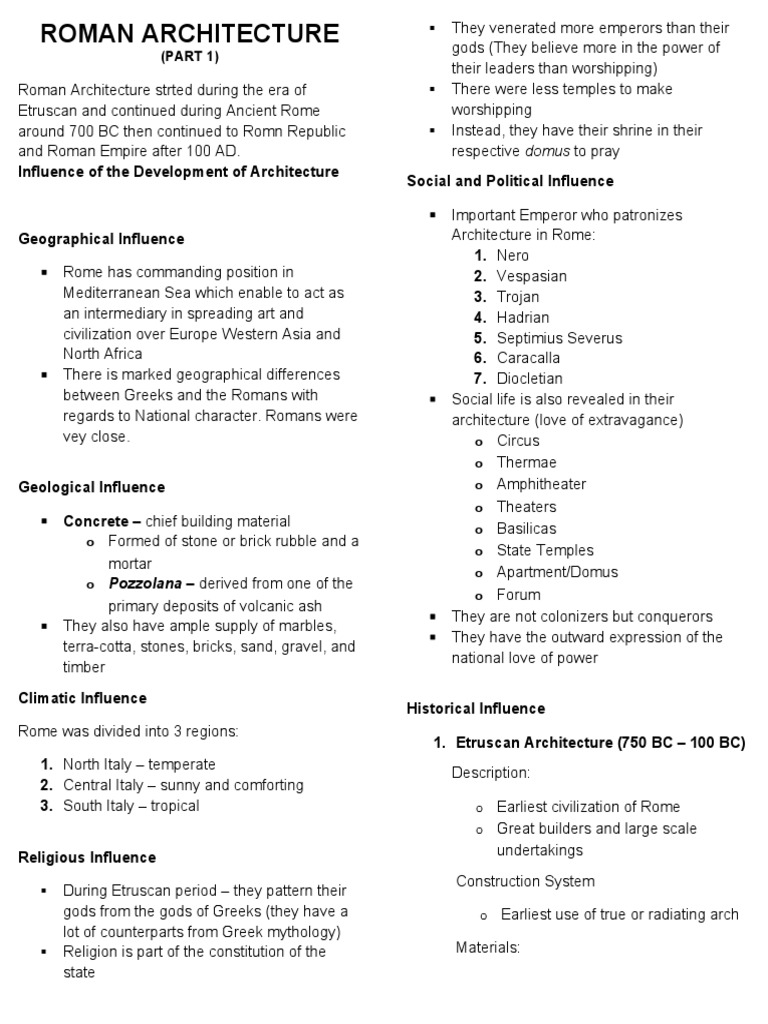 Roman Architecture Part 1 and 2 | PDF | Social Science | History