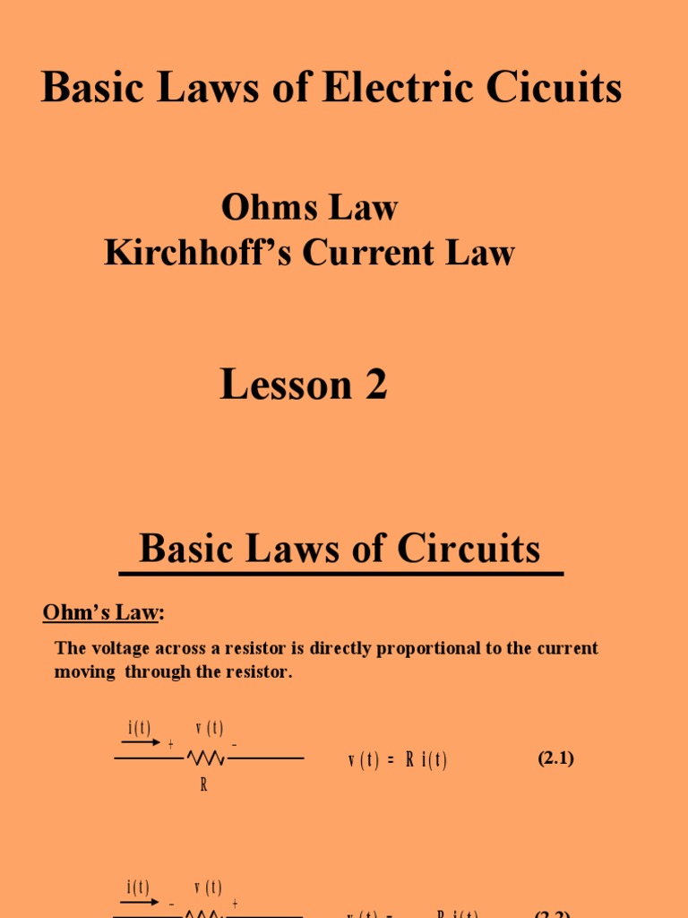 Basic Laws of Electric Cicuits: Ohms Law Kirchhoff's Current Law | PDF ...