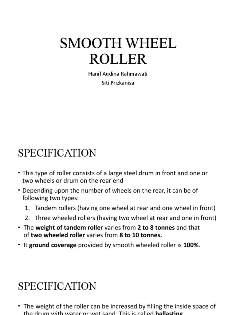 Smooth Wheel Roller Specifications | PDF | Mechanical Engineering ...