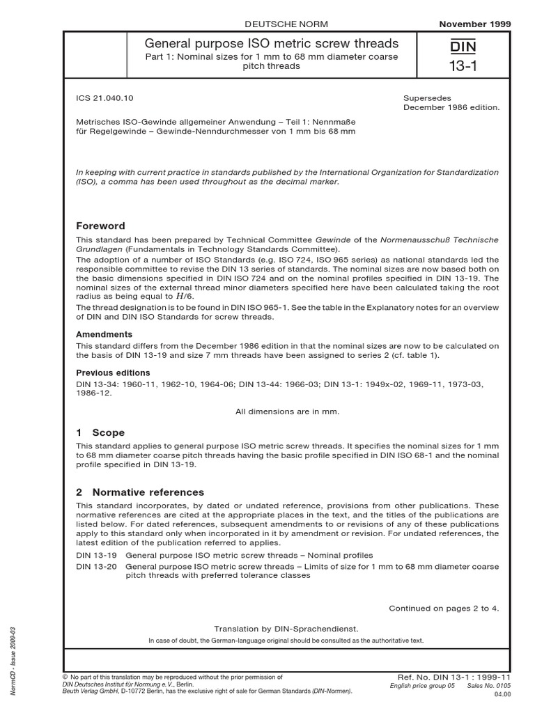 Din 13-1 | PDF | Engineering Tolerance | Screw
