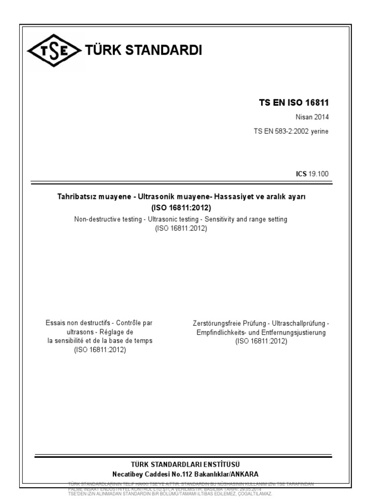 EN-ISO-16811 - 2014 UT Range & Sensitivity PDF | PDF