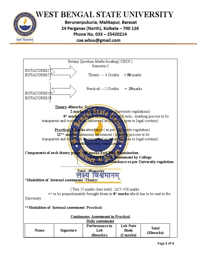 Botany Ug Question Pattern and Marks Distribution | PDF | Educational Assessment And Evaluation ...