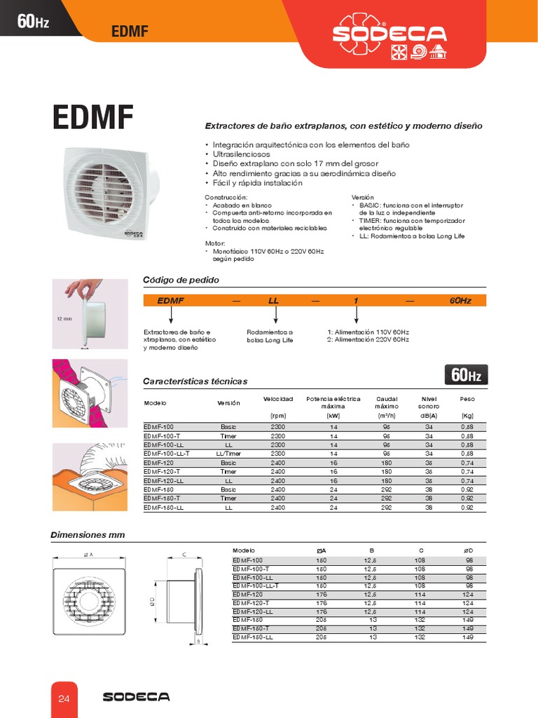 Extractores de Baño Extraplanos EDMF | PDF | Estilos de carrocería ...