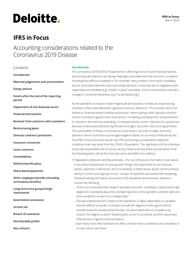 IFRS in Focus: Accounting Considerations Related To The Coronavirus ...