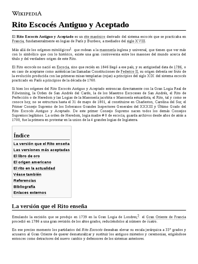 Rito Escocés Antiguo y Aceptado | PDF | Fraternidades | Masonería