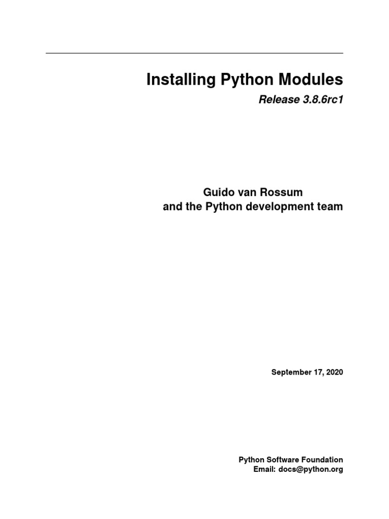 Installing Python Modules: Release 3.8.6rc1 | PDF | Parameter (Computer Programming) | Class ...