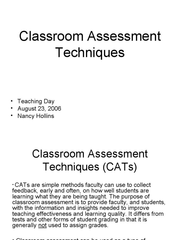 Classroom Assessment Techniques | PDF | Test (Assessment) | Educational ...