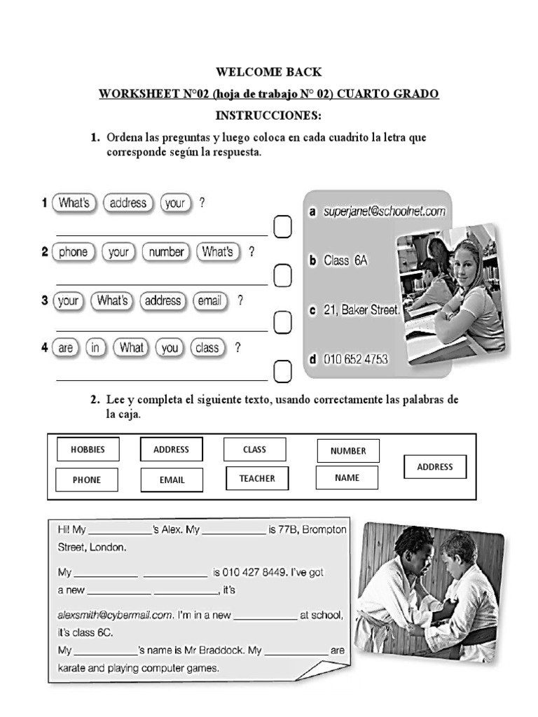 Welcome Back - Worksheet - Segunda Semana | PDF