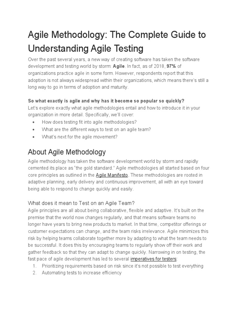 Agile Methodology | PDF | Software Testing | Agile Software Development