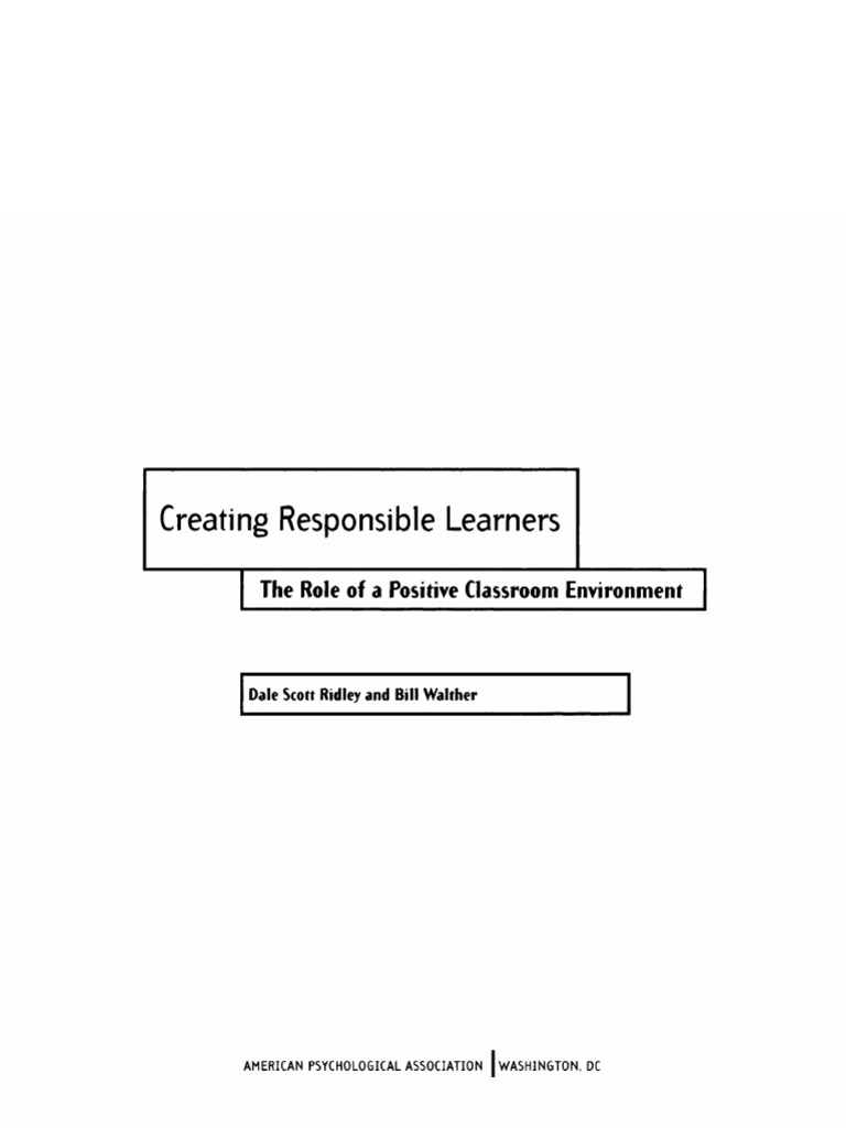 Creating Responsible Learners The Role of A Positive Classroom ...