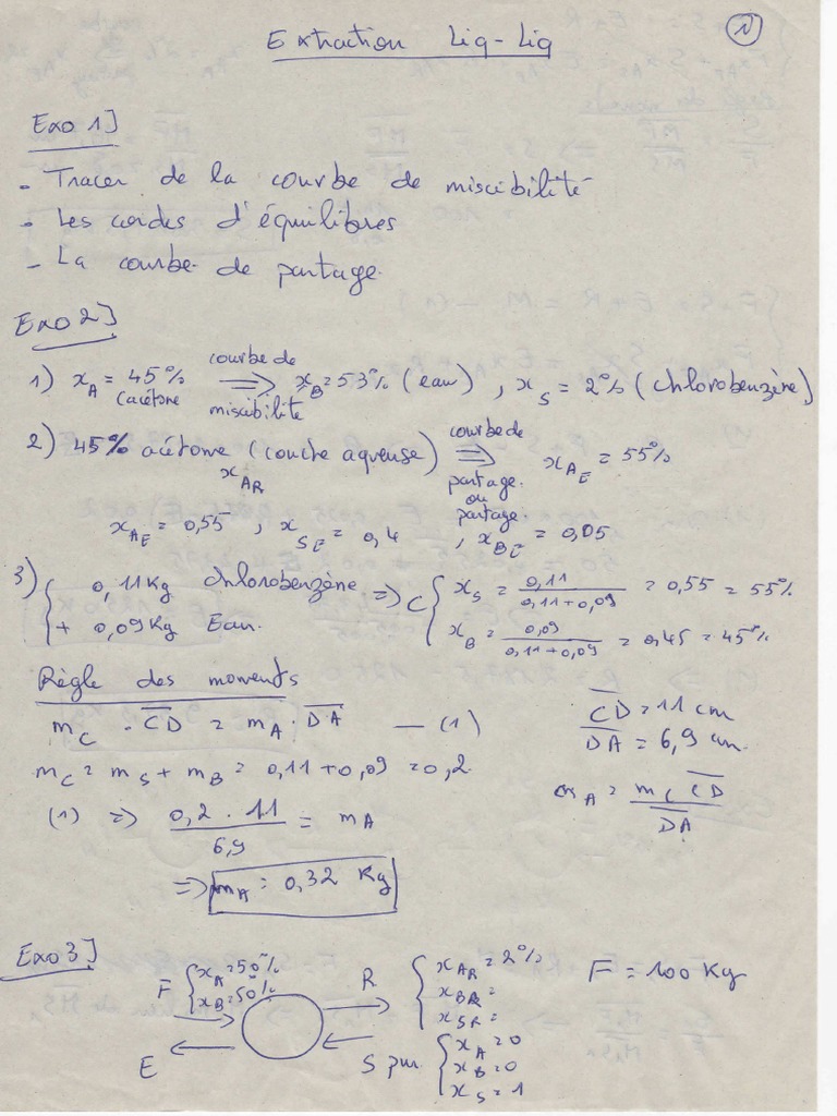 Corrigé Extraction Liq-Liq PDF | PDF