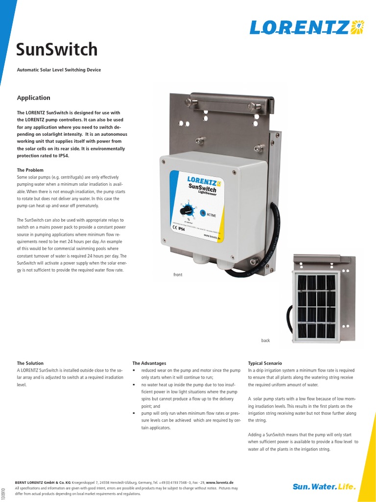 SunSwitch Solar Pump Controller Guide | PDF | Switch | Relay