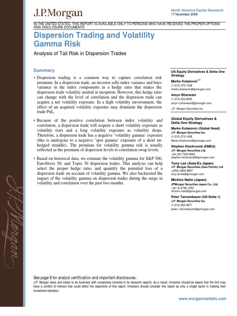 Dispersion Trading and Volatility Gamma Risk | PDF | Greeks (Finance) | Volatility (Finance)