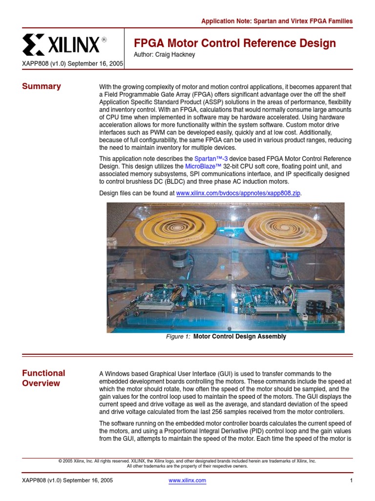 Fpga Motor Control Reference Design: Spartan™-3 Microblaze™ | PDF ...