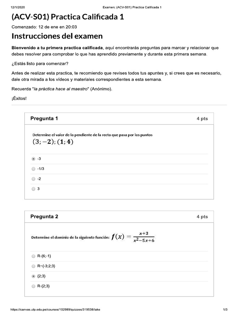 Examen - (ACV-S01) Practica Calificada 1 | PDF