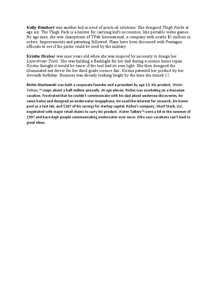 Kelly Reinhart Was Another Kid in Need of Practical Solutions. She ...