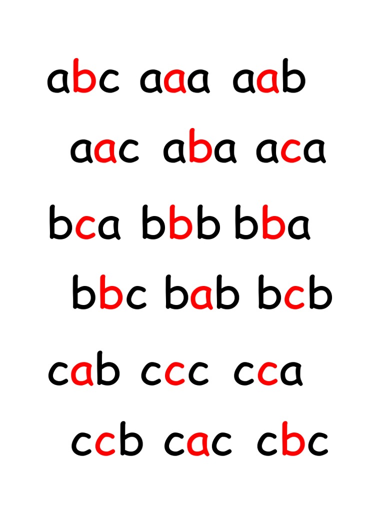 Alphabetical Letter Combinations List | PDF | Home & Garden