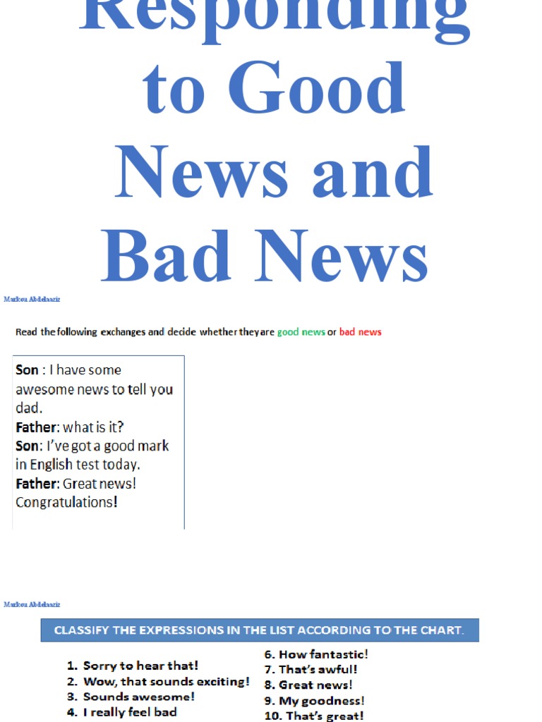Responding To Good News and Bad News | PDF